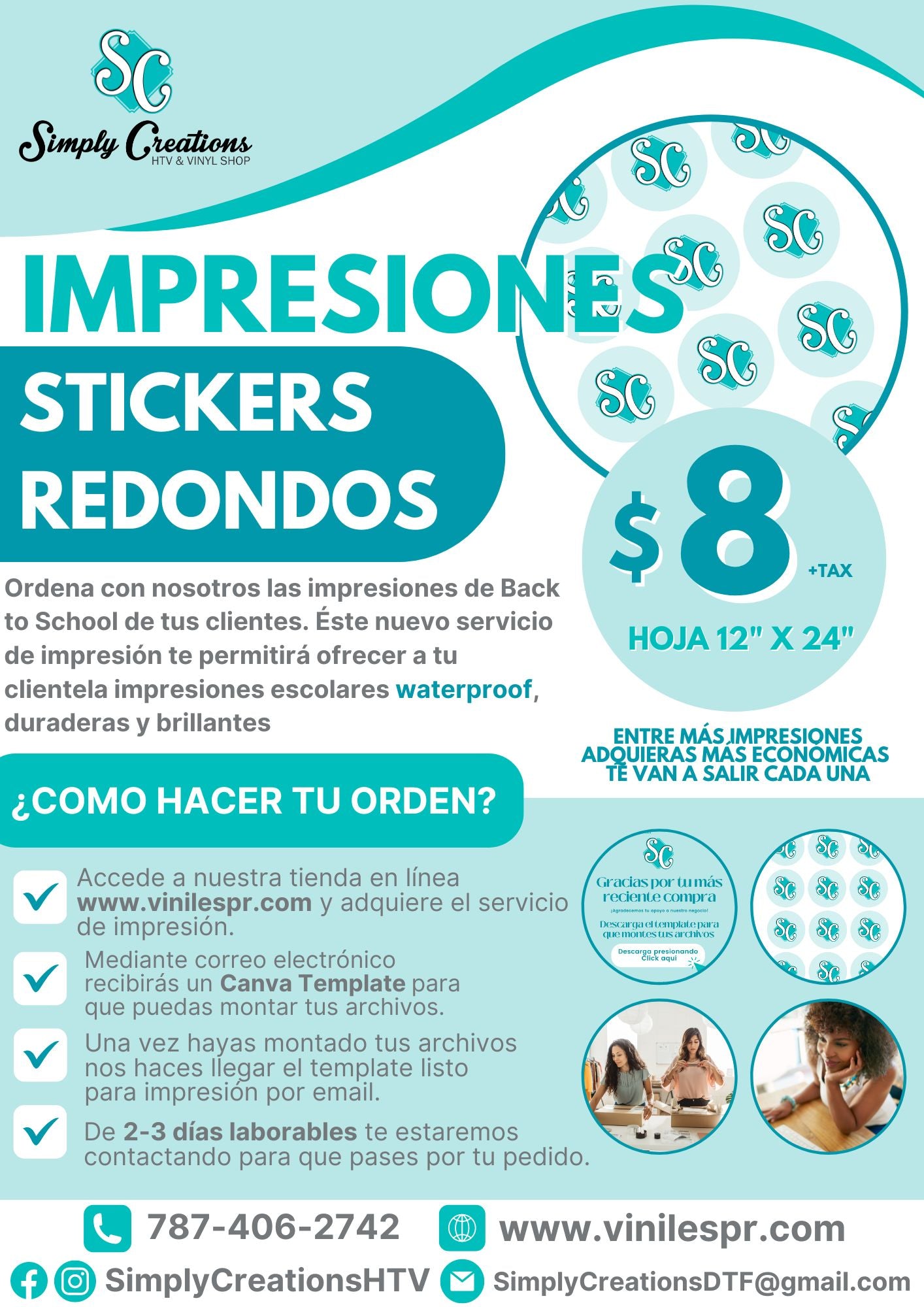Impresiones de Stickers Waterproof Redondos